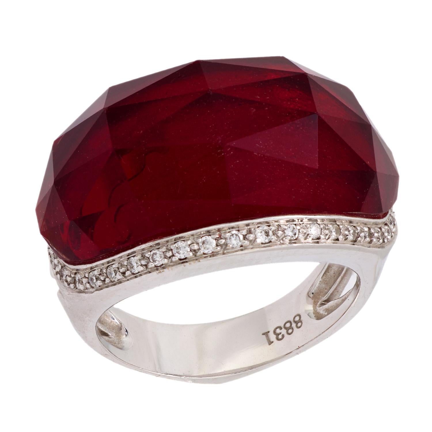 STEPHEN WEBSTER Estate 18k Diamond, Garnet, and Quartz Crystal Haze Ri