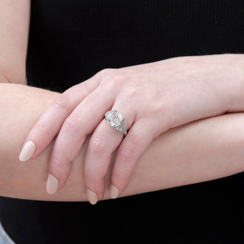 Art Deco Platinum Diamond Engagement Ring 5.09ct center – A. Brandt + Son