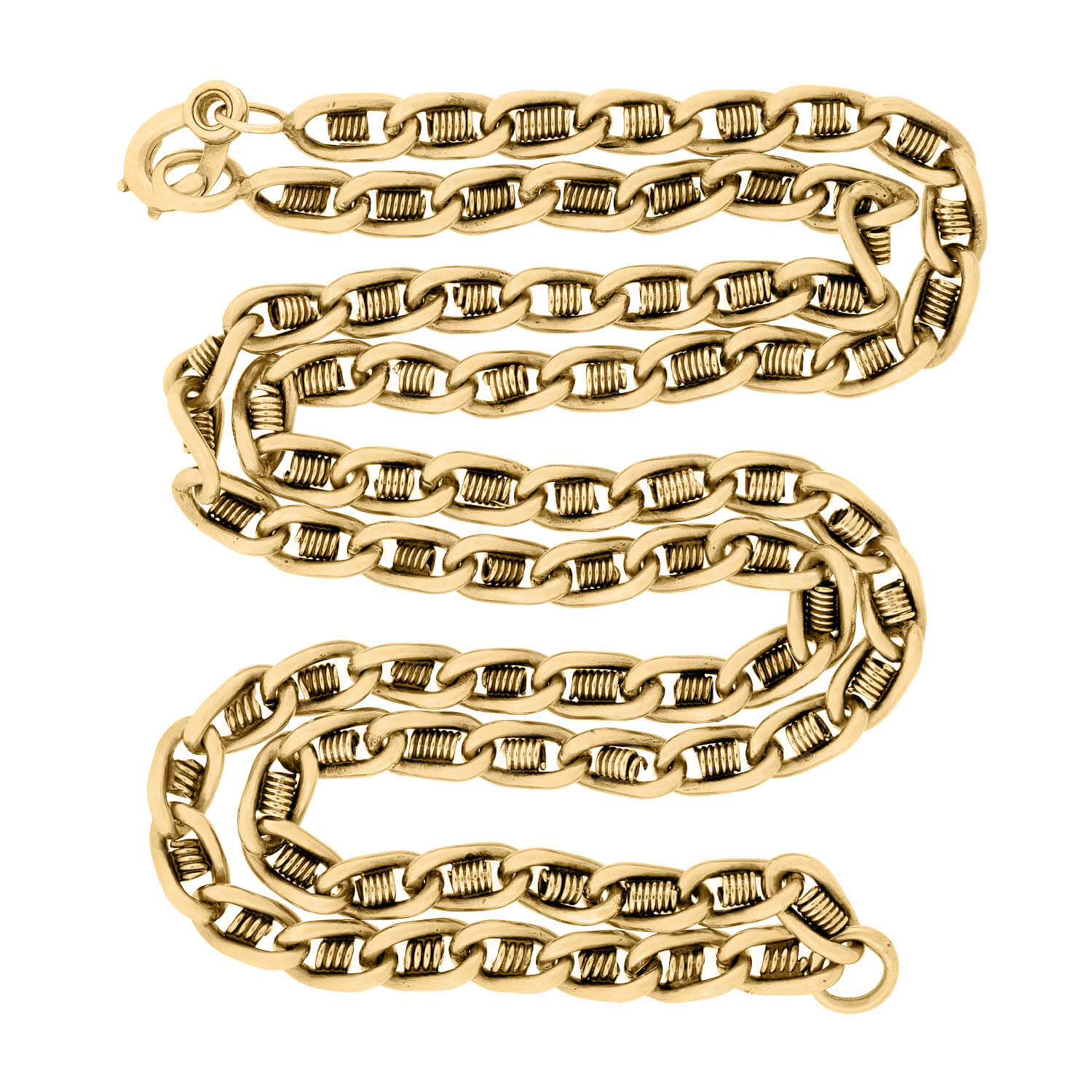 Victorian 14k Spring Link Chain Necklace 60.6 Grams