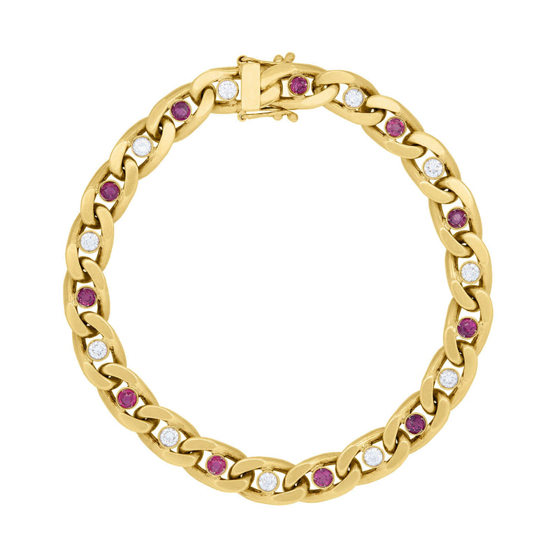 CARTIER Vintage 18k/Platinum Diamond and Ruby Cuban Link Bracelet – A ...