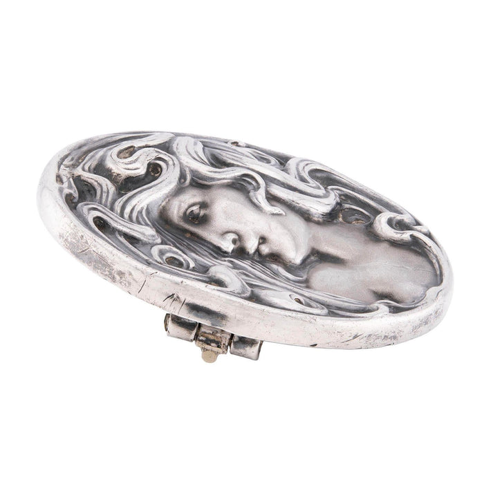 WILLIAM LINK Art Nouveau Repousse Sterling Silver Pin