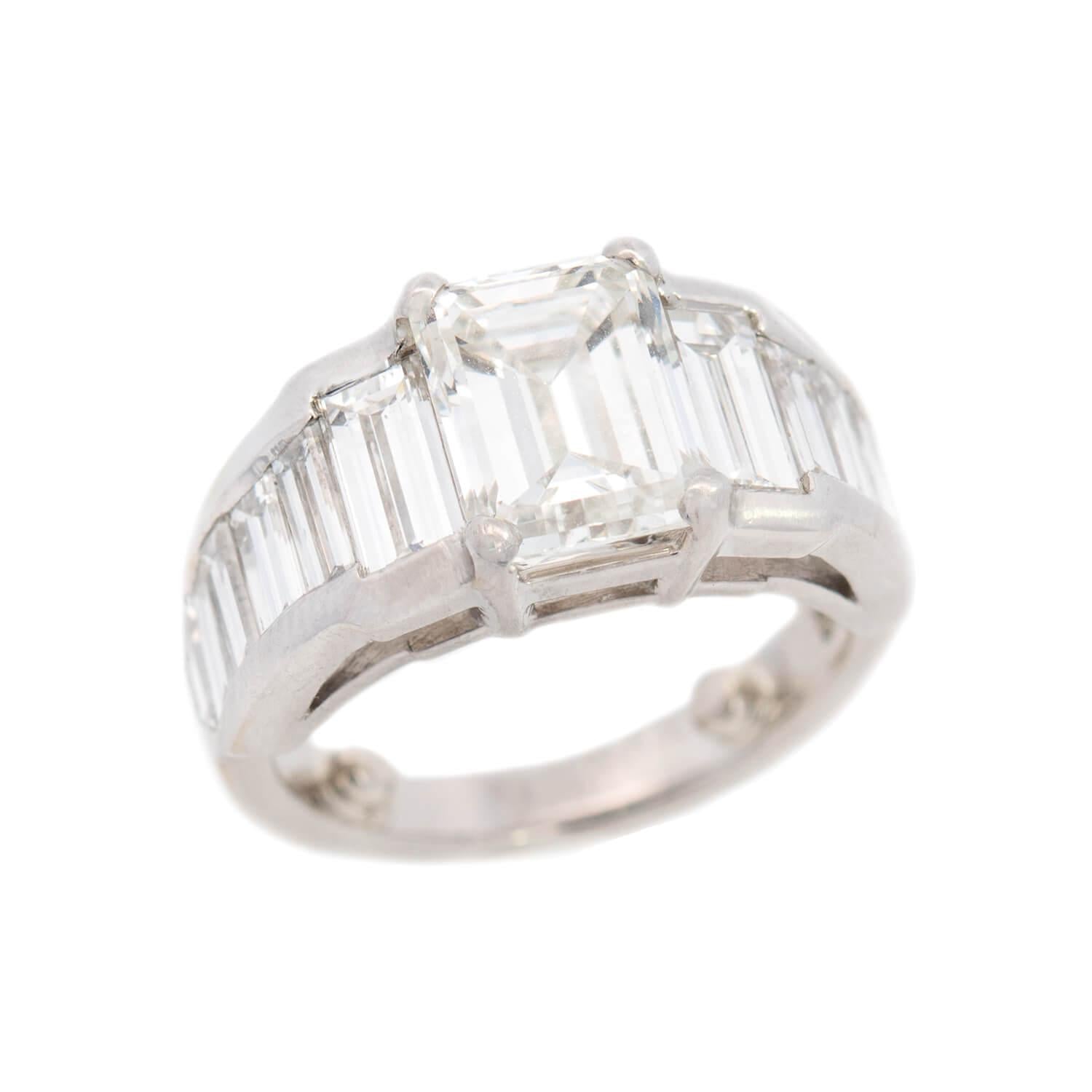 Estate Platinum 5.59ctw Emerald Diamond Engagement Ring