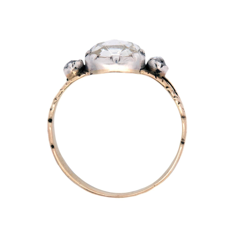 Georgian 15K/Sterling 1.10ctw Rose Cut Diamond Engagement Ring