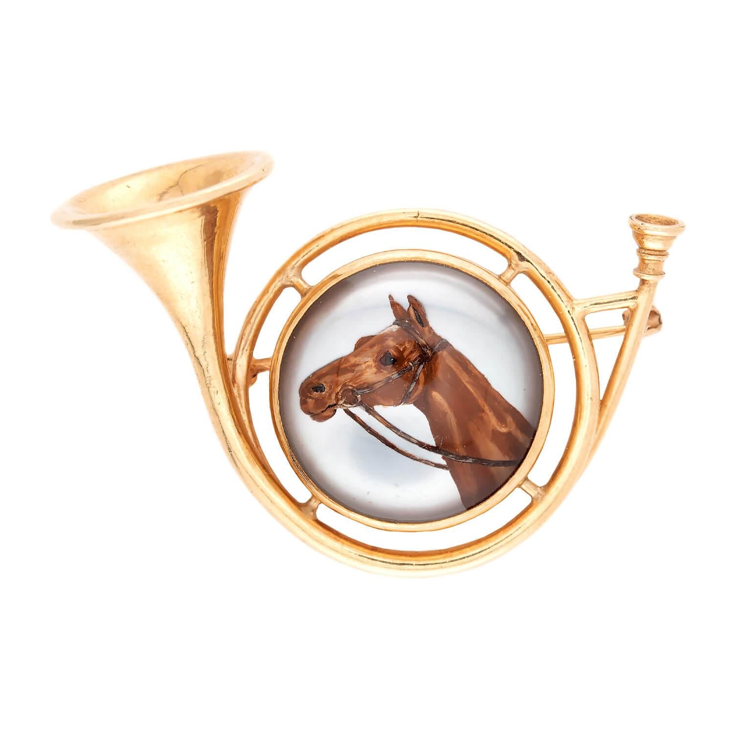 HENRY BLANK & CO Art Deco 14k Essex Crystal Trumpet Pin/Pendant