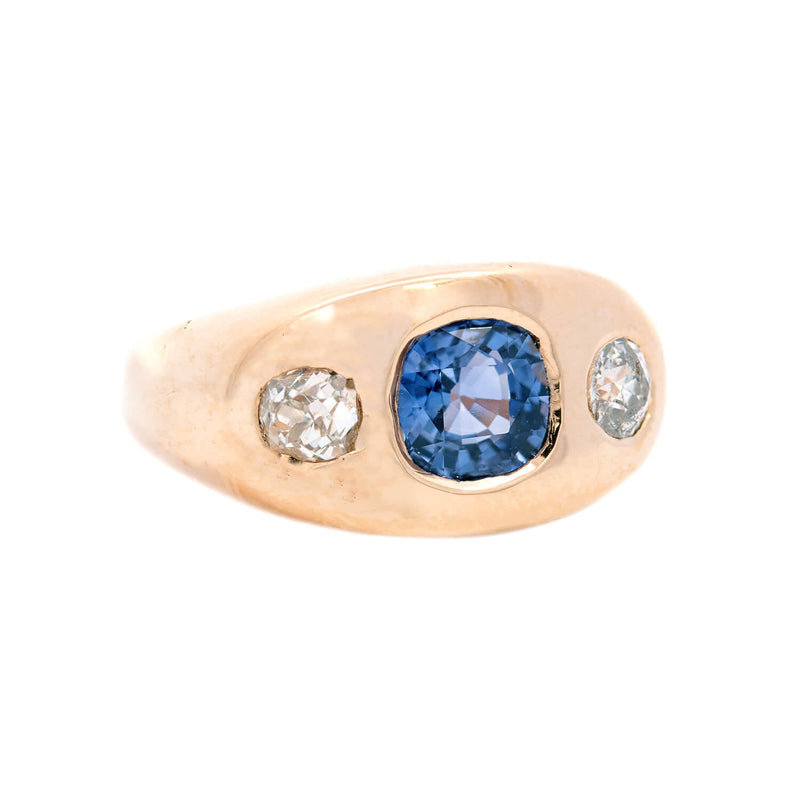 Victorian 14k Sapphire & Diamond Flush Mount Ring 1.30ctw – A. Brandt + Son