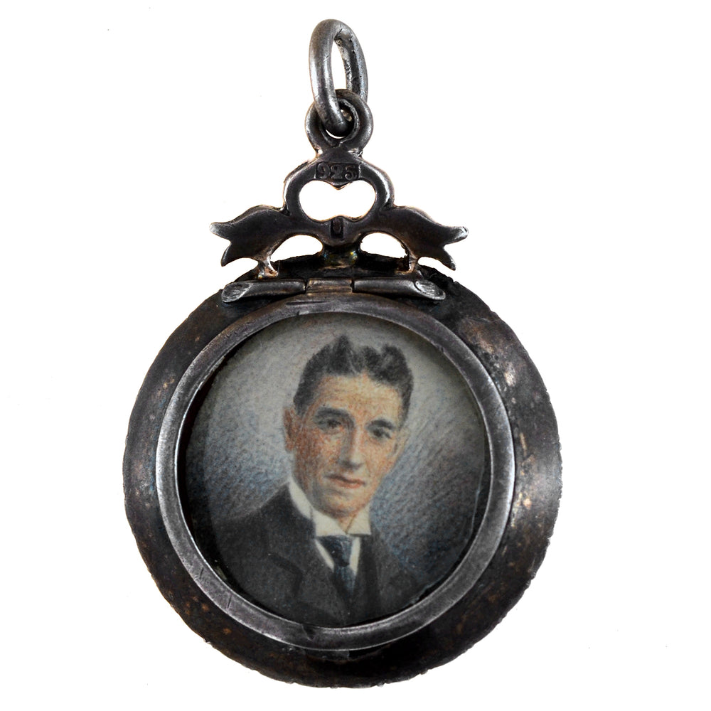 Victorian Sterling French Paste Double-Sided Painted Portrait Locket P
